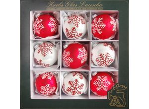 0024762935820 - Weihnachtsbaumkugel KREBS GLAS LAUSCHA Schneeflocken Weihnachtsdeko rot Christbaumschmuck Weihnachtsbaumkugeln rot (rot weiß) Weihnachtsbaumkugeln Weihnachtsdekoration Weihnachtskugel Weihnachtskugeln hochwertige Christbaumkugeln aus Glas mundgeblasen