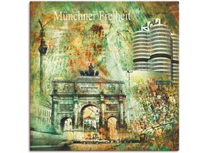 4055327332538 - Wandbild ARTLAND München Skyline Abstrakte Collage 03 Bilder Gr B H 70 cm x 70 cm Leinwandbild Architektonische Elemente 1 St grün Bild Kunstdruck Leinwandbild Kunstdrucke Bilder als Leinwandbild Wandaufkleber oder Poster in versch Größen