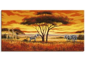 4055327160988 - Wandbild ARTLAND Afrikanische Landschaft II Bilder Gr B H 100 cm x 50 cm Leinwandbild Afrika 1 St braun Bild Metallbild Metallbilder Bilder als Alubild Leinwandbild Wandaufkleber oder Poster in versch Größen