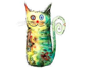 4063129115860 - Wandtattoo WALL-ART Bunte Katze Crazy Cat Wandtattoos Gr B H T 60 cm x 81 cm x 01 cm bunt Wandtattoos Wandsticker selbstklebend entfernbar