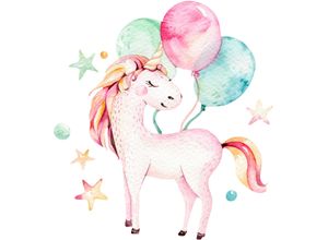 4063129024780 - Wandtattoo WALL-ART Kvilis Einhorn mit Luftballons Wandtattoos Gr B H 100 cm x 110 cm Tiere bunt Wandtattoos Tiere selbstklebend entfernbar