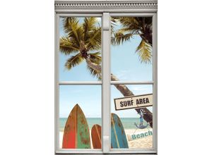 4049009359975 - Wandsticker QUEENCE Surf Area Beach Wandtattoos Gr B H T 40 cm x 60 cm x 01 cm Natur bunt Wandtattoos Natur