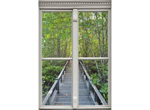 4049009174950 - Wandsticker QUEENCE Brücke im Wald Wandtattoos Gr B H T 40 cm x 60 cm x 01 cm Natur grün Wandtattoos Natur