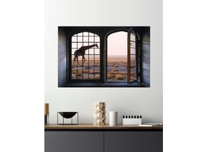 4049009357094 - Wandsticker QUEENCE Giraffe bunt B60cm Vinyl Wandtattoos Wandsticker Wandbild selbstklebend 3D Fenster
