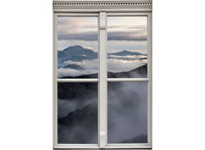 4049009494386 - Wandsticker QUEENCE Nebelige Berge Wandtattoos Gr B H T 40 cm x 60 cm x 01 cm Natur grau Wandtattoos Natur