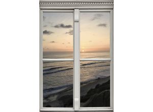 4049009361961 - Wandsticker QUEENCE Sonnenuntergang Wandtattoos Gr B H T 40 cm x 60 cm x 01 cm Natur orange Wandtattoos Natur