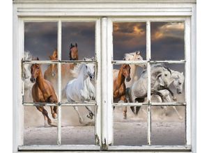 4049009173007 - Wandsticker QUEENCE Pferde Wandtattoos Gr B H T 40 cm x 60 cm x 01 cm Tiere braun Wandtattoos Tiere