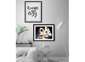 4049009831198 - Bild QUEENCE Diva Bilder Gr B H 50 cm x 40 cm Wandbild Frau Querformat 1 St schwarz Bild Kunstdruck Bilder mit Rahmen