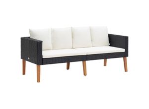 8720286073568 - Bonnevie - 2-Sitzer-GartensofaLounge-Sofa mit Auflagen Poly Rattan Schwarz vidaXL