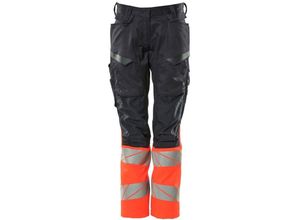 5711074829101 - Hose mit Knietaschen 19678-236-10222 Gr 36 schwarzblau hi-vis rot - Mascot