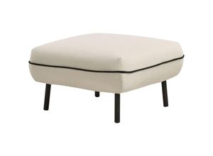 4255664881403 - Beliani - Ottomane Beige Stoffbezug Quadratisch mit Schwarzen Metallbeinen Biese Retro-Design Wohnzimmer Schlafzimmer Ausstattung Fußhocker Hocker