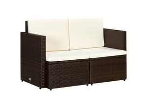 8718475612582 - Bonnevie - 2-Sitzer-GartensofaLounge-Sofa mit Auflagen Braun Poly Rattan vidaXL