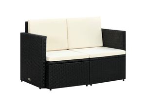 8718475612599 - Bonnevie - 2-Sitzer-GartensofaLounge-Sofa mit Auflagen Schwarz Poly Rattan vidaXL