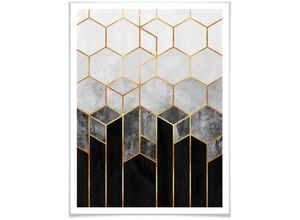 4063129160990 - Poster WALL-ART Hexagon Schwarz Grau Bilder Gr B H T 100cm x 120cm x 01cm Schriftzug bunt Poster ohne Bilderrahmen