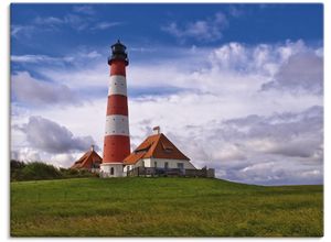 4057738029724 - Wandbild ARTLAND Leuchtturm Westerheversand Bilder Gr B H 60 cm x 45 cm Leinwandbild Gebäude 1 St blau Kunstdrucke Bilder als Leinwandbild Wandaufkleber oder Poster in versch Größen