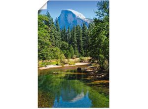 4059745297646 - Wandbild ARTLAND Yosemite Valley Half Dome River of Mercy Bilder Gr B H 80 cm x 120 cm Poster Gewässer 1 St grün Bild Kunstdruck Poster Bilder als Alubild Leinwandbild Wandaufkleber oder in versch Größen