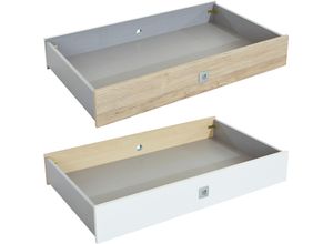 4038061009959 - Schubkasten WIMEX Joker weiß (eichefarben san remo weiß) B100cm H16cm T60cm Schubladen 2-teilig für zusätzlichen Stauraum unter dem Bett