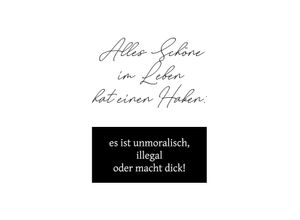 4049009351962 - Wanddekoobjekt QUEENCE Alles Schöne im Leben hat einen Haken  Wanddekoobjekte Gr B H T 30 cm x 45 cm x 01 cm Spruch-Schriftzug schwarz (schwarz weiß) Wanddekoration Wanddekoobjekte Schriftzug auf Stahlblech