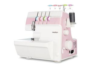 4061275230840 - MEDION Overlock-Nähmaschine MD 19169 Teleskopfadenführung Zubehör- Fach rosa B31cm H32cm T31cm Nähmaschinen 4 Fäden gleichzeitig Nähen mit 2 Nadeln Einstellbare Fadenspannung