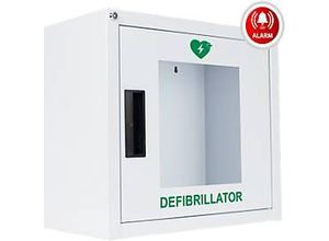 4260301053686 - Defibrillator-& AED Wandkasten Medx5 für den Innenbereich universell für alle Marken-Defibrillatoren Drehverschluss akustischer Alarm mit Standortaufkleber Metall weiß