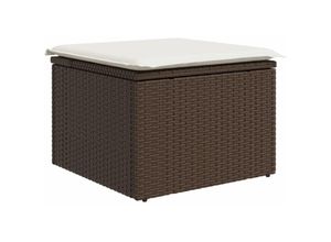 8721012335912 - Vidaxl - Gartenhocker mit Kissen Braun 55x55x37 cm Poly Rattan 810355