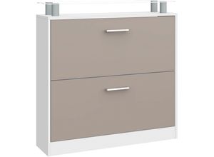 4255607608043 - Schuhschrank BORCHARDT MÖBEL Finn Schränke Gr B H T 89 cm x 90 cm x 23 cm weiß (weiß matt cappuccino) Schuhschränke Breite 89 cm mit Glasablage 4255607608043 - Schuhschrank BORCHARDT MÖBEL Finn Schränke Gr B H T 89 cm x 90 cm x 23 cm weiß (weiß matt cappuccino) Schuhschränke Breite 89 cm mit Glasablage