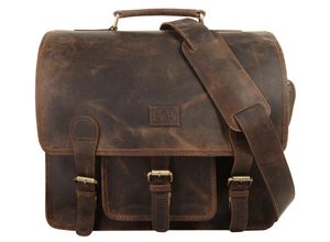 4260543045050 - Aktentasche BAGAN Damen Gr B H T 35cm x 32cm x 10cm onesize braun Leder vintage Taschen echt Leder