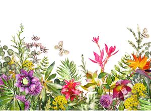 4059432189810 - LIVING WALLS Fototapete Designwalls Motley Flowers Tapeten Vlies Wand Schräge Decke Gr B L 35 m x 255 m bunt (grün weiß rosa) Fototapeten Blumen Tapeten