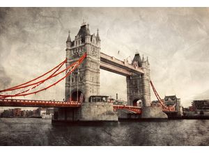 4049009146445 - Leinwandbild QUEENCE Tower Bridge Bilder Gr B H T 120 cm x 80 cm x 2 cm grau Leinwandbilder Bilder