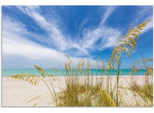 4062144614051 - Wandbild ARTLAND Himmlische Stille am Strand Bilder Gr B H 120 cm x 80 cm Alu-Dibond-Druck Strandbilder Querformat 1 St beige (naturfarben) Kunstdrucke als Alubild Leinwandbild Wandaufkleber oder Poster in versch Größen