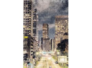 4049009217398 - Leinwandbild QUEENCE Stadt Wolkenkratzer Bilder Gr B H T 80 cm x 120 cm x 2 cm grau Leinwandbilder Bilder