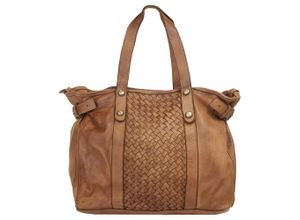 4260543035624 - Shopper SAMANTHA LOOK Damen Gr B H T 40cm x 32cm x 18cm onesize braun (cognac) Leder vintage Taschen echt Leder Made in Italy