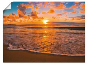 4057738664765 - Wandbild ARTLAND Sonnenuntergang am Strand Bilder Gr B H 120 cm x 90 cm Poster Sonnenaufgang & -untergang Querformat 1 St orange Bild Leinwandbild Kunstdrucke Bilder als Leinwandbild Wandaufkleber oder Poster in versch Größen