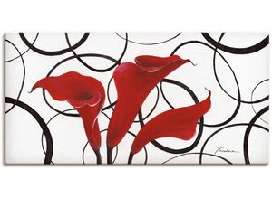 4055327158084 - Wandbild ARTLAND Callas Bilder Gr B H 150 cm x 75 cm Leinwandbild Blumen 1 St schwarz Bild Poster Bilder als Alubild Leinwandbild Wandaufkleber oder in versch Größen