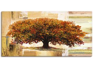 4057738022657 - Wandbild ARTLAND Herbstbaum auf abstraktem Hintergrund Bilder Gr B H 150 cm x 75 cm Leinwandbild Bäume 1 St braun Bild Metallbild Metallbilder Bilder als Alubild Leinwandbild Wandaufkleber oder Poster in versch Größen