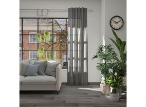 4006470495144 - Gardine HEINE HOME Gardinen Gr 245 cm Multifunktionsband 140 cm grau (anthrazit) Halbtransparente Gardinen