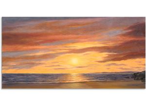 4057738421924 - Wandbild ARTLAND Sonne am Strand Bilder Gr B H 100 cm x 50 cm Alu-Dibond-Druck Strand 1 St braun Bild Leinwandbild Kunstdrucke Bilder als Alubild Leinwandbild Wandaufkleber oder Poster in versch Größen