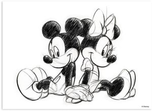 5011583209495 - Leinwandbild DISNEY Mickey Minnie Sketch Sitting Bilder Gr B H T 70 cm x 50 cm x 25 cm 1 St bunt (mehrfarbig) Leinwandbilder Bilder