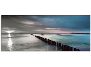 4055327764674 - Glasbild ARTLAND Ostsee mit schönem Sonnenaufgang Bilder Gr B H 125 cm x 50 cm Glasbild Gewässer 1 St schwarz (schwarz weiß) Glasbilder in verschiedenen Größen