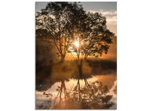 4059745016919 - Glasbild ARTLAND Früh morgens wenn der Tag erwacht Bilder Gr B H 60 cm x 80 cm Glasbild Gewässer Hochformat 1 St beige (naturfarben) Bild Glasbild Glasbilder Bilder in verschiedenen Größen