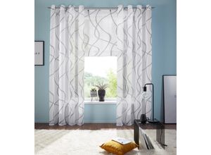 6920192967711 - Gardine MY HOME Bene Gr 1 grau B140cm H145cm Polyester Polyester Gardinen Transparent gemustert glatt verschiedene Größen