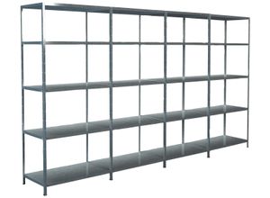 4058255070862 - Steckregal Stecksystem Grund- und 3x Anbauregale Regale Metall verzinkt 2000x3800x500 mm 20 Böden Gr B H T 380 cm x 200 cm x 50 cm silberfarben Werkstatt-Regale