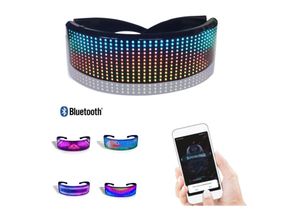 9411682555015 - Bluetooth-kompatible magische LED-Partybrille glänzende Brille im Dunkeln leuchtende Brille LED-Anzeige mobile App-Steuerung für Weihnachten