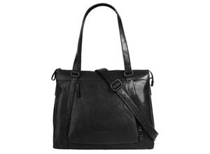 8718749076331 - Shopper SPIKES & SPARROW Damen Gr B H T 42cm x 31cm x 11cm onesize schwarz Leder leicht glänzend unifarben Taschen echt Leder