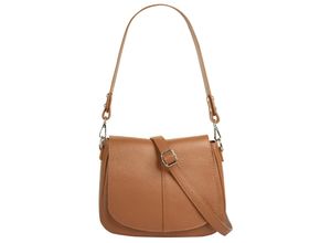 4260543053123 - Umhängetasche CLUTY Damen Gr B H T 23cm x 18cm x 8cm onesize braun (cognac) Leder leicht glänzend unifarben Taschen echt Leder Made in Italy