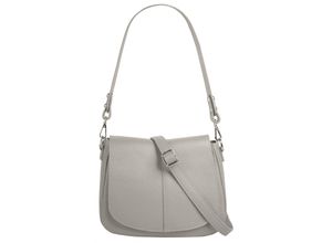 4260543053161 - Umhängetasche CLUTY Damen Gr B H T 23cm x 18cm x 8cm onesize grau Leder leicht glänzend unifarben Taschen echt Leder Made in Italy