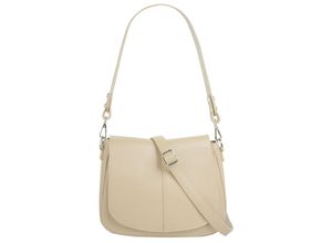 4260543053178 - Umhängetasche CLUTY Damen Gr B H T 23cm x 18cm x 8cm onesize beige Leder leicht glänzend unifarben Taschen echt Leder Made in Italy