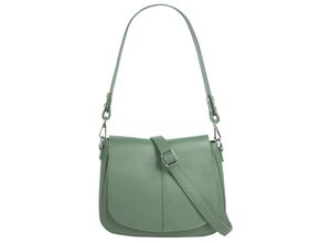 4260543053130 - Umhängetasche CLUTY Damen Gr B H T 23cm x 18cm x 8cm onesize grün Leder leicht glänzend unifarben Taschen echt Leder Made in Italy