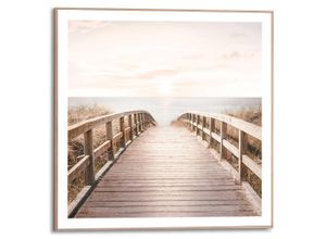 8714597636734 - Wandbild REINDERS Brücke zum Strand Bilder Gr B H T 50 cm x 50 cm x 16 cm beige Kunstdrucke