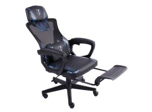 4250931574798 - Gaming Stuhl im modernen Racing-Design mit einklappbarer Fußstütze - Gaming Chair mit flexiblen Armlehnen - ergonomischer Gaming Schreibtischstuhl mit extra Stützkissen